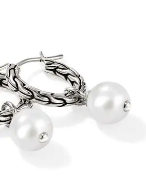 John Hardy Essential Pearl Hoop Earrings - Silver