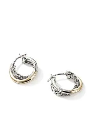 John Hardy 14kt Gold Jh Essential Crossover Hoop Earrings - Silver