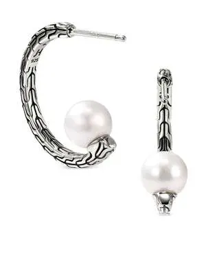 John Hardy Essential Pearl Hoop Earrings - Silver