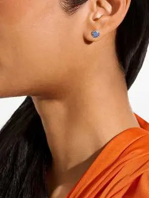 John Hardy Carved Chain Sapphire Stud Earrings - Silver