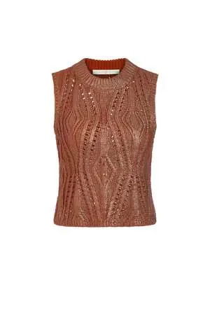 MARIE OLIVER Mcguire Metallic Knit Top - Copper