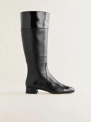 REFORMATION Graham Knee High Boots - Black Leather