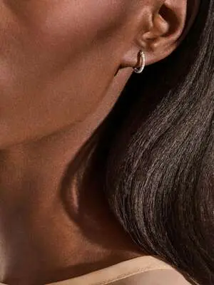John Hardy Jh Essential Diamond Hoop Earrings - Silver