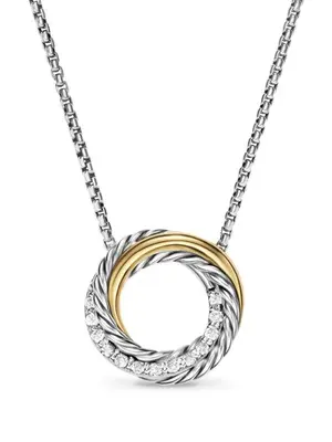 David Yurman 18kt Yellow Gold And Sterling Diamond Crossover Pendant Necklace - Silver