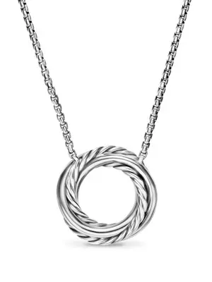 David Yurman 18kt Yellow Gold And Sterling Diamond Crossover Pendant Necklace - Silver