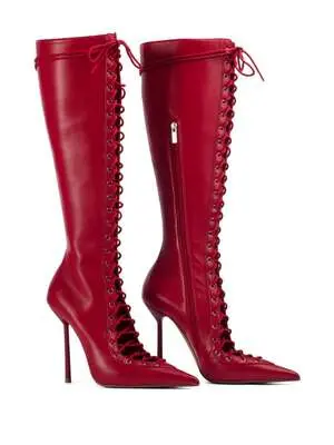 LE SILLA Colette 120mm Leather Boots - Red
