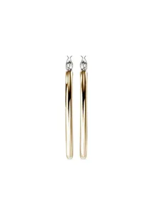 John Hardy 14kt Yellow Gold Essential Diamond Hoop Earrings - Silver