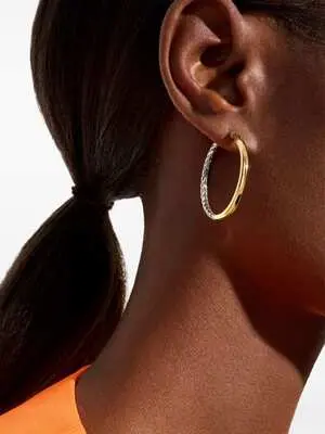 John Hardy 14kt Yellow Gold Essential Diamond Hoop Earrings - Silver