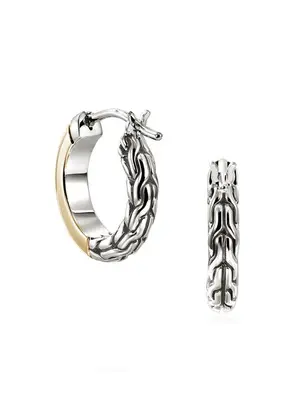 John Hardy John Hardy 14kt Yellow Gold Essential Crossover Diamond Hoop Earrings Gold