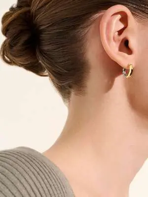 John Hardy 14kt Yellow Essential Crossover Diamond Hoop Earrings - Gold