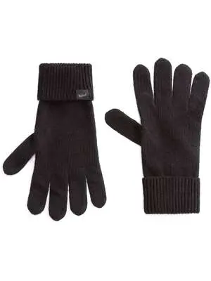 Woolrich Logo-appliqué Wool Gloves - Black
