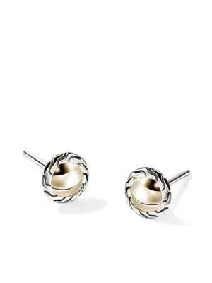 John Hardy 14kt Yellow Gold Essential Stud Earrings - Silver