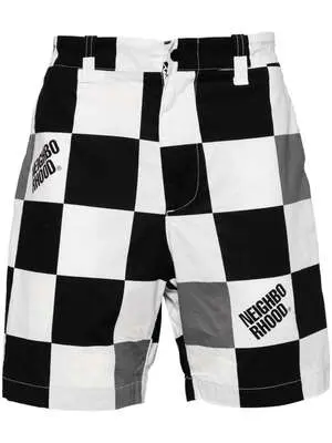 NEIGHBORHOOD Gingham Logo Print Shorts - Black