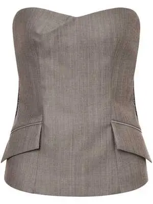 Alberta Ferretti Wool Tweed Bustier Top