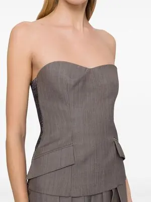 Alberta Ferretti Wool Tweed Bustier Top