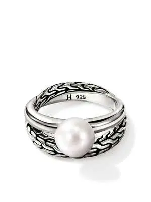 John Hardy Essential Pearl Stacked Ring - Silver