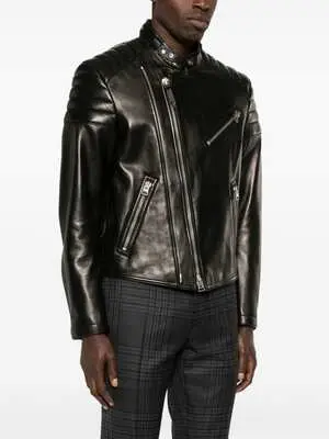 TOM FORD Leather Zipped Biker Jacket - Black