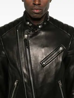 TOM FORD Leather Zipped Biker Jacket - Black