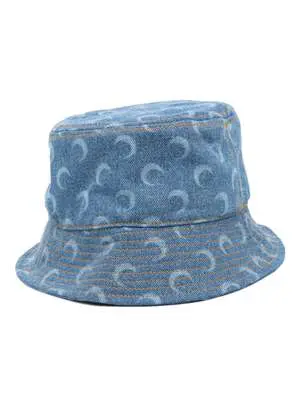 MARINE SERRE Crescent Moon-print Bucket Hat - Blue