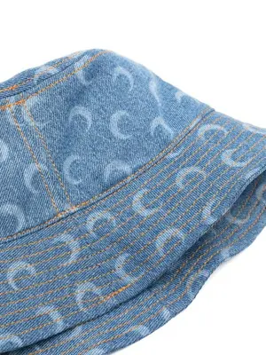 MARINE SERRE Crescent Moon-print Bucket Hat - Blue