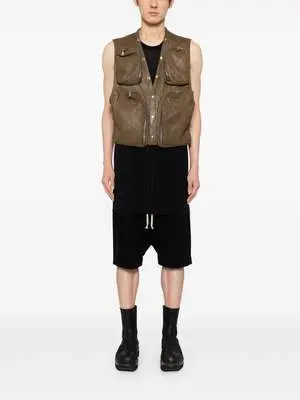 Rick Owens Leather Gilet - Brown