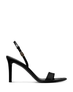 Tory Burch Double T Buckle Heel Sandals - Perfect Black