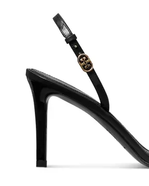 Tory Burch Double T Buckle Heel Sandals - Perfect Black