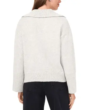 Vince Camuto V-neck Spread Collar Sweater - Antique White
