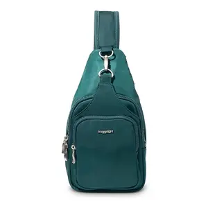 BAGGALLINI Central Park Sling Bag Emerald Twill