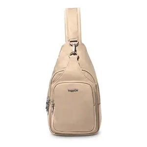 BAGGALLINI Central Park Sling Bag Taupe Twill