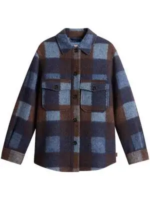 Woolrich Check Pattern Wool Over Shirt - Blue
