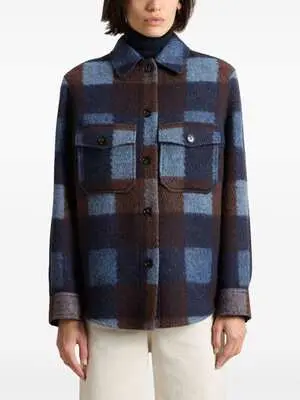 Woolrich Check Pattern Wool Over Shirt - Blue