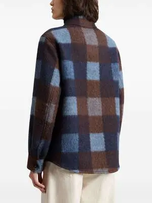 Woolrich Check Pattern Wool Over Shirt - Blue