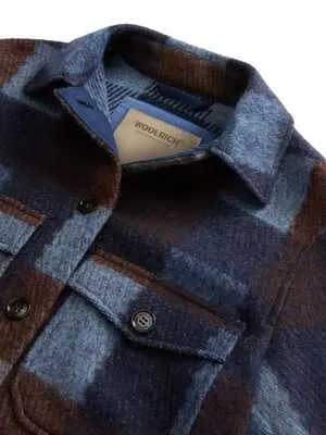 Woolrich Check Pattern Wool Over Shirt - Blue