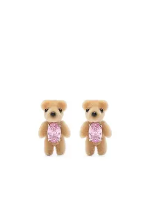 YVMIN Bear-motif Stud Earrings - Brown