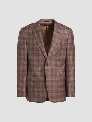 Giorgio Armani Windowpane Plaid Wool Jacket - Copper