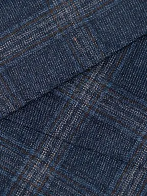Giorgio Armani Windowpane Plaid Wool Jacket - Navy Tan