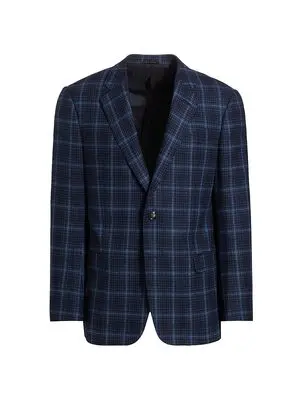 Giorgio Armani Plaid Wool Single-breasted Jacket