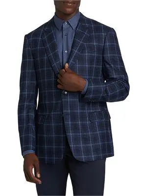 Giorgio Armani Plaid Wool Single-breasted Jacket
