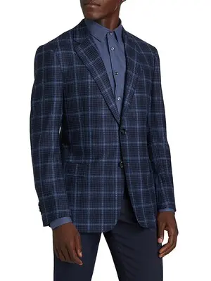 Giorgio Armani Plaid Wool Single-breasted Jacket