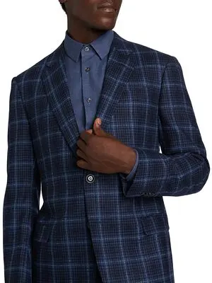 Giorgio Armani Plaid Wool Single-breasted Jacket