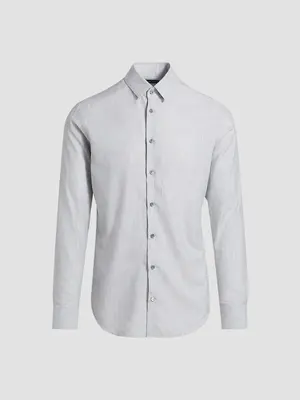 Giorgio Armani Textured Cotton Button-up Shirt - Light Gray