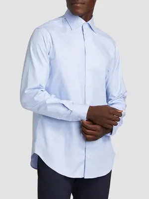 Giorgio Armani Slim Poplin Button-up Shirt - Blue