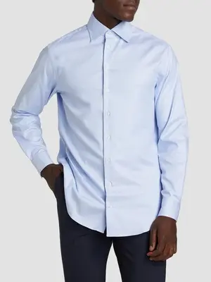 Giorgio Armani Slim Poplin Button-up Shirt - Blue