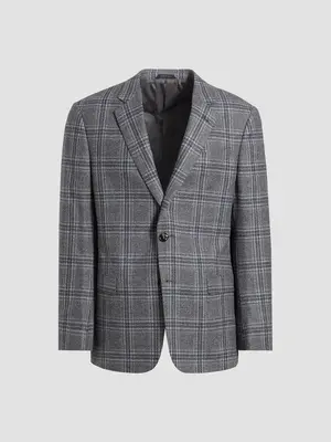 Giorgio Armani Plaid Wool & Cashmere Jacket - Gray Navy
