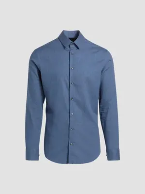 Giorgio Armani Woven Cotton Button-up Shirt - Blue