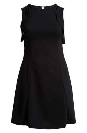 24SEVEN COMFORT APPAREL Ruffle Cold Shoulder A-line Dress