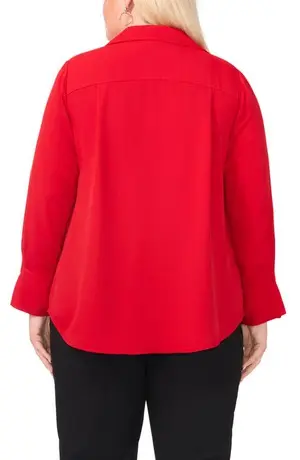 Halogen Johnny Collar Top - Ultra Red