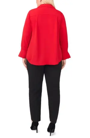 Halogen Johnny Collar Top - Ultra Red