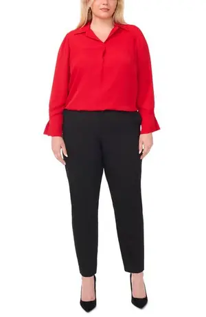 Halogen Johnny Collar Top - Ultra Red
